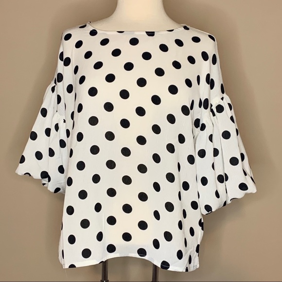 TCEC | Tops | Tcec Polka Dot Balloon Sleeve Shirt | Poshmark